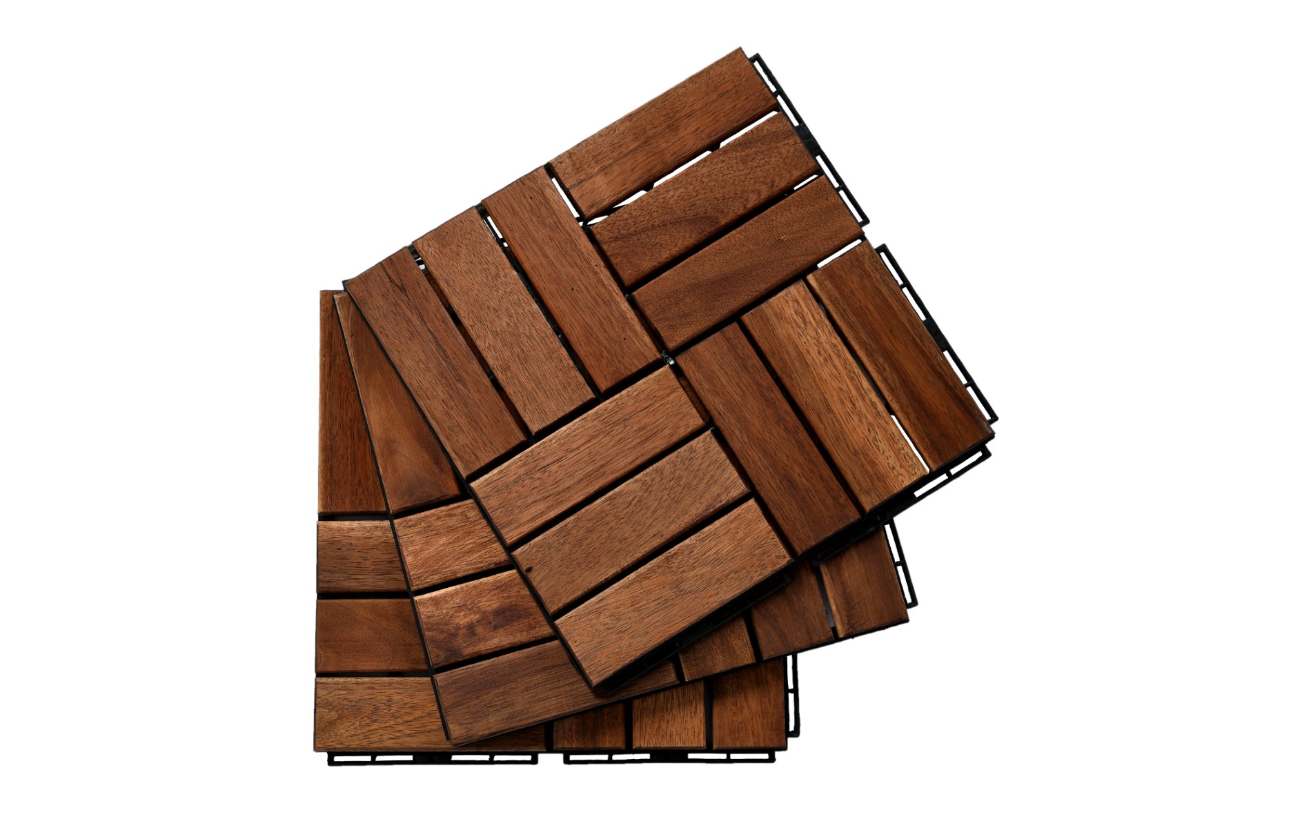 BEEFURNI 12” x 12” Square Acacia Hardwood Interlocking Flooring Wood ...